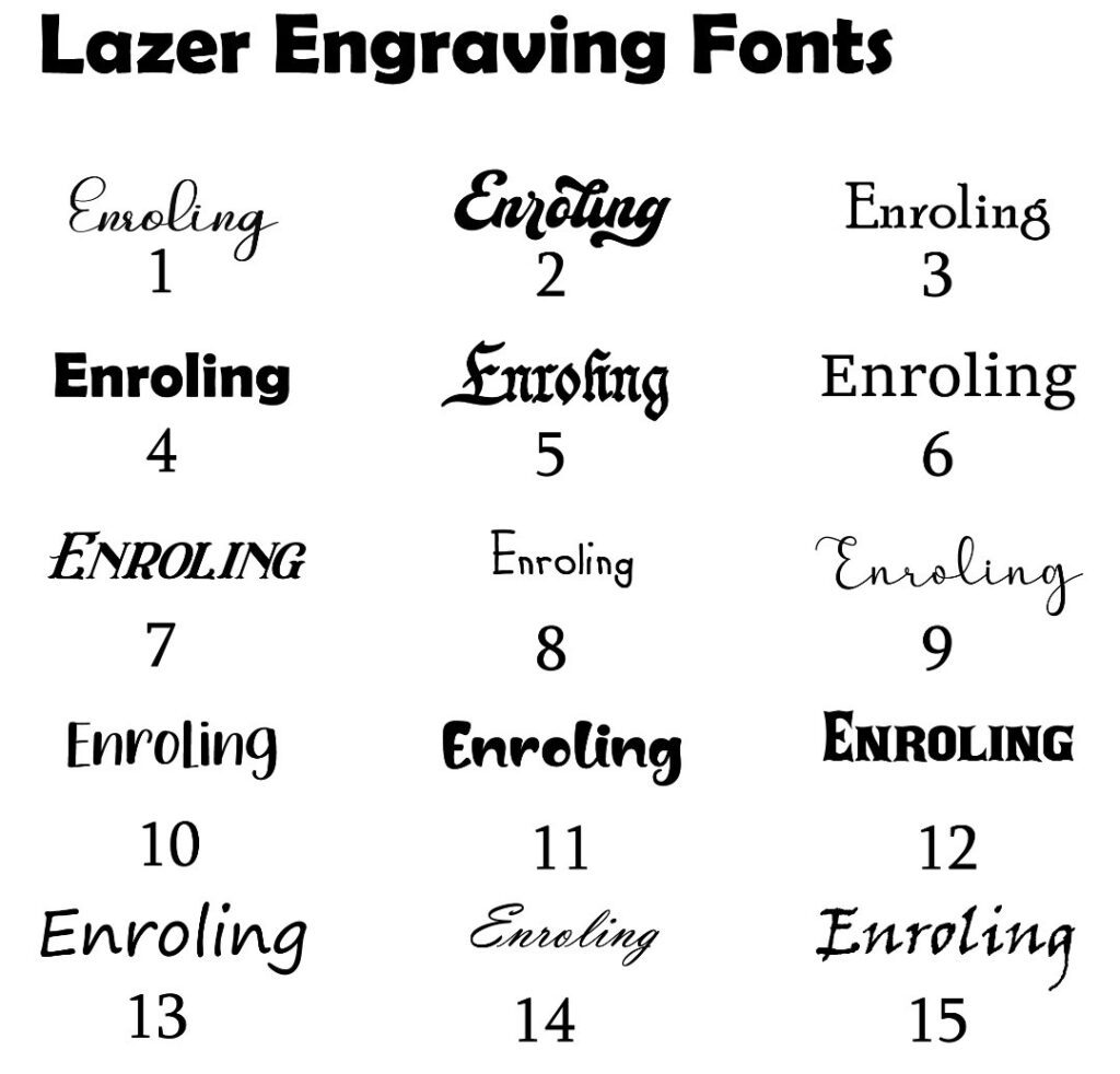 Regular Fonts Available for Engraving and Showcase - U R BOX STUDIO